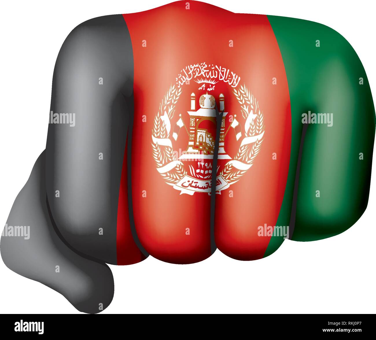 Afghanistan flag and hand on white background. Vector illustration ...