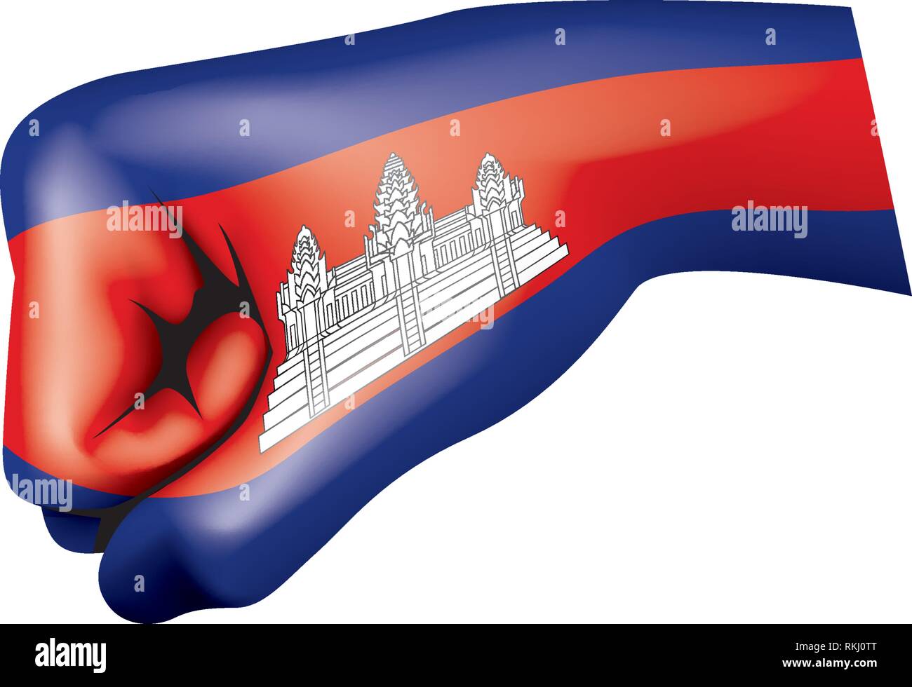 Cambodia flag and hand on white background. Vector illustration Stock ...