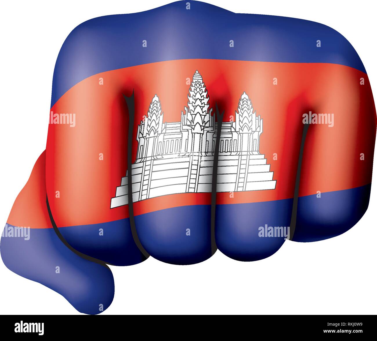Cambodia flag and hand on white background. Vector illustration Stock ...