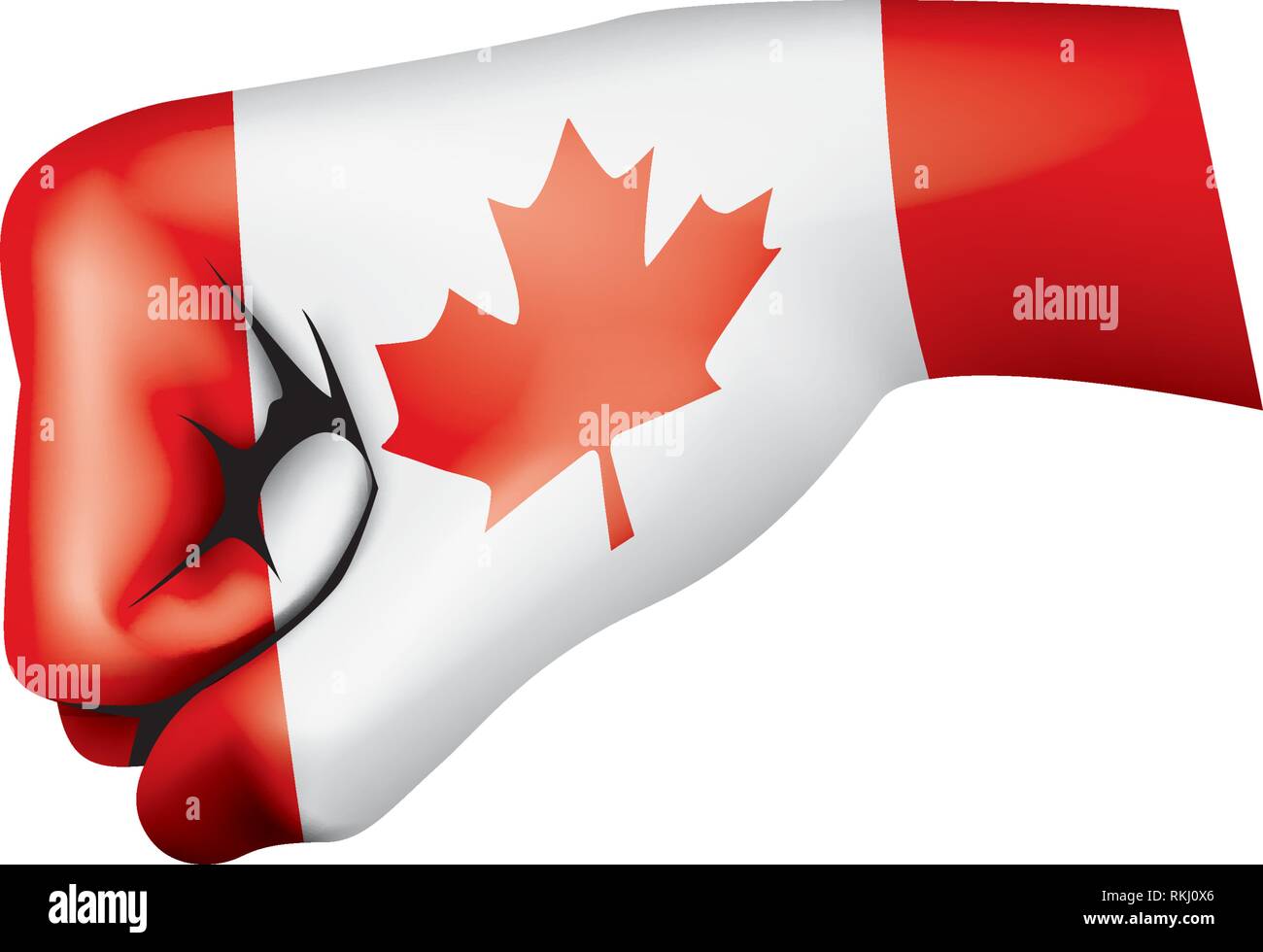 Canada flag and hand on white background. Vector illustration Stock ...
