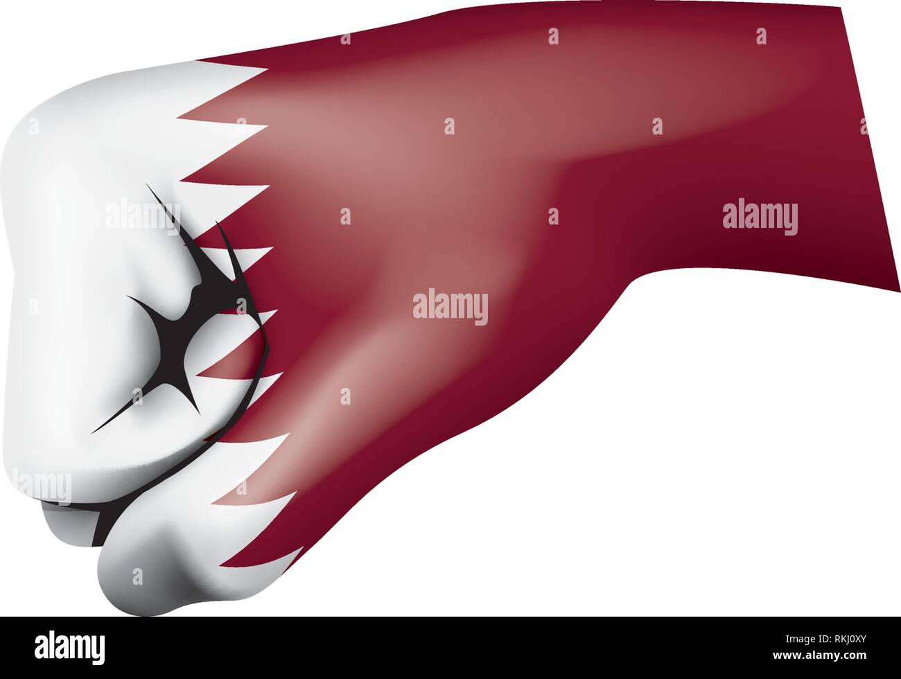 Qatar flag and hand on white background. Vector illustration Stock ...