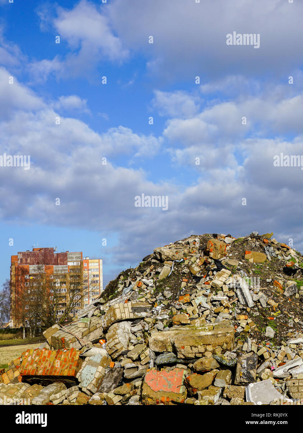 Heap of rubble after demolition of an old house Stock Photo - Alamy