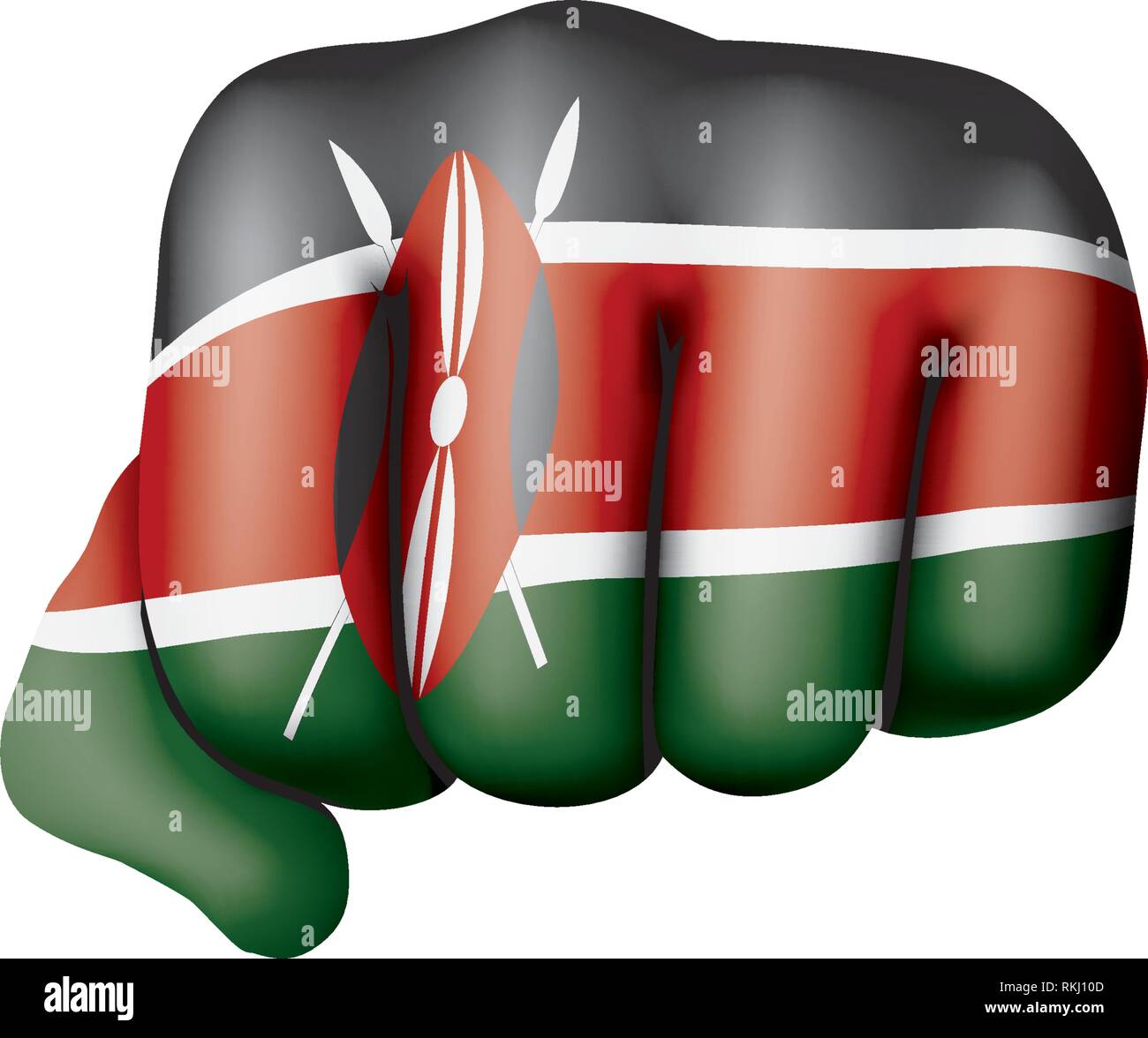 Kenya flag and hand on white background. Vector illustration Stock ...