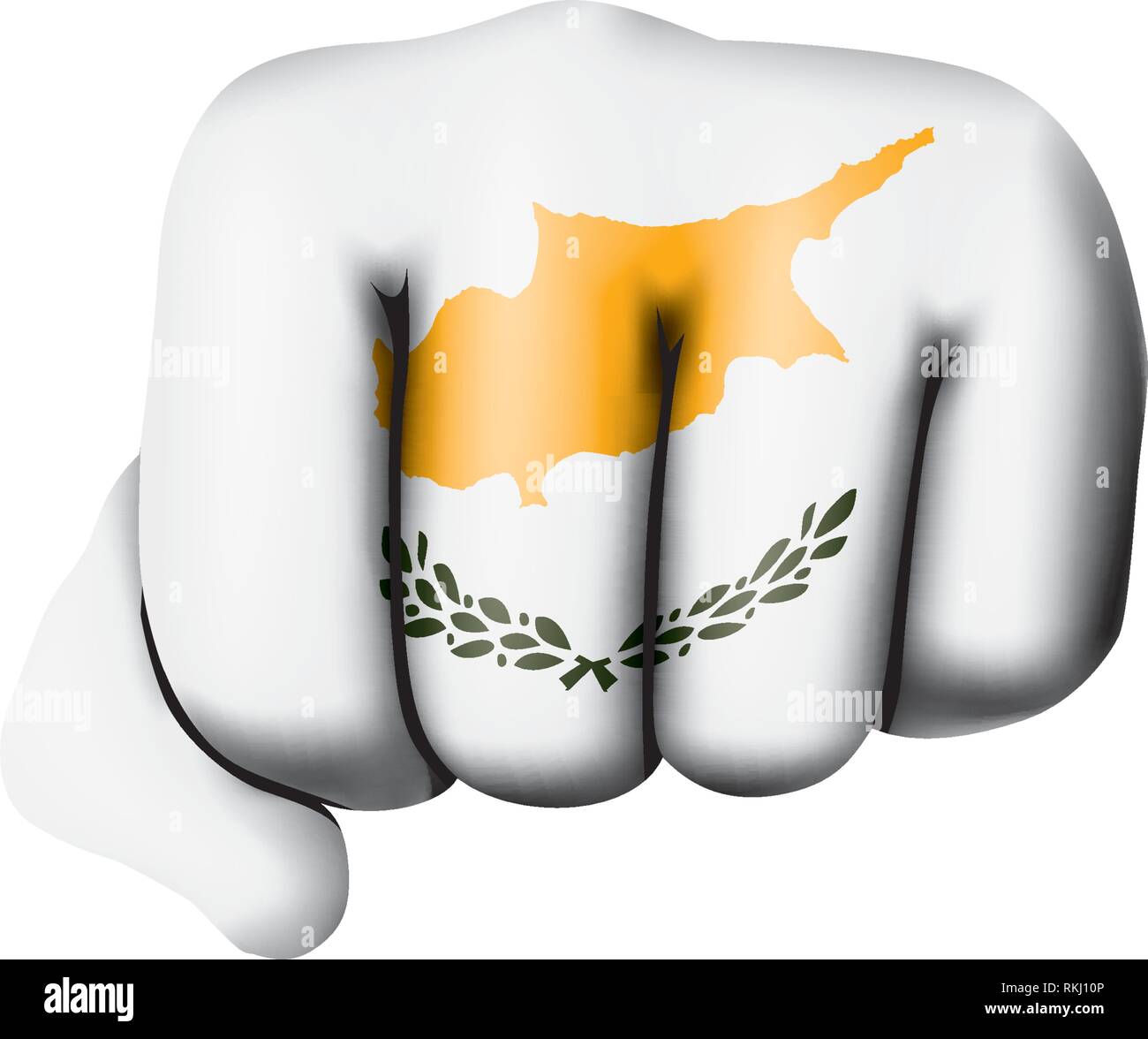 Cyprus flag and hand on white background. Vector illustration Stock ...
