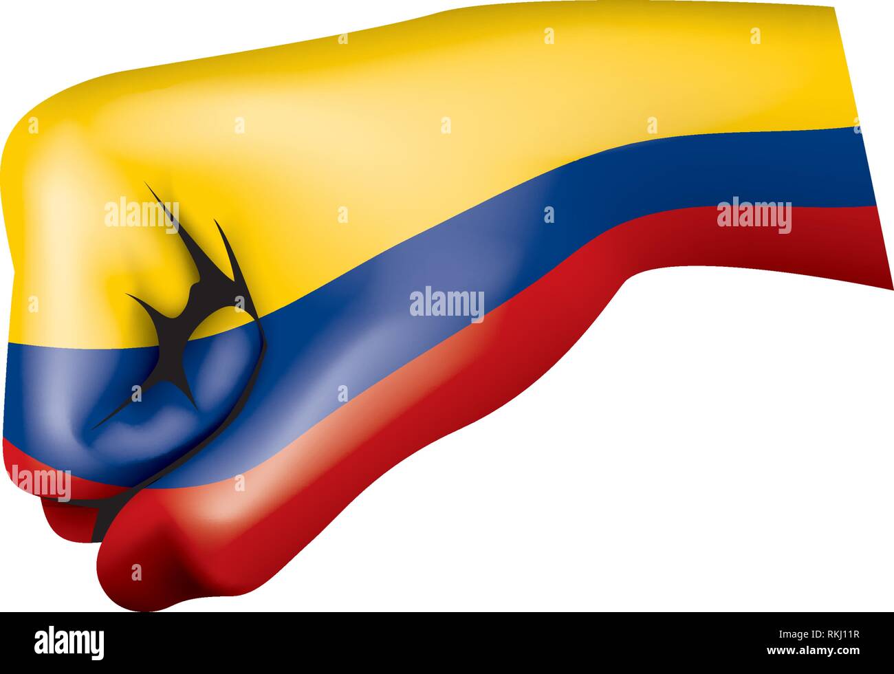 Colombia flag and hand on white background. Vector illustration Stock ...