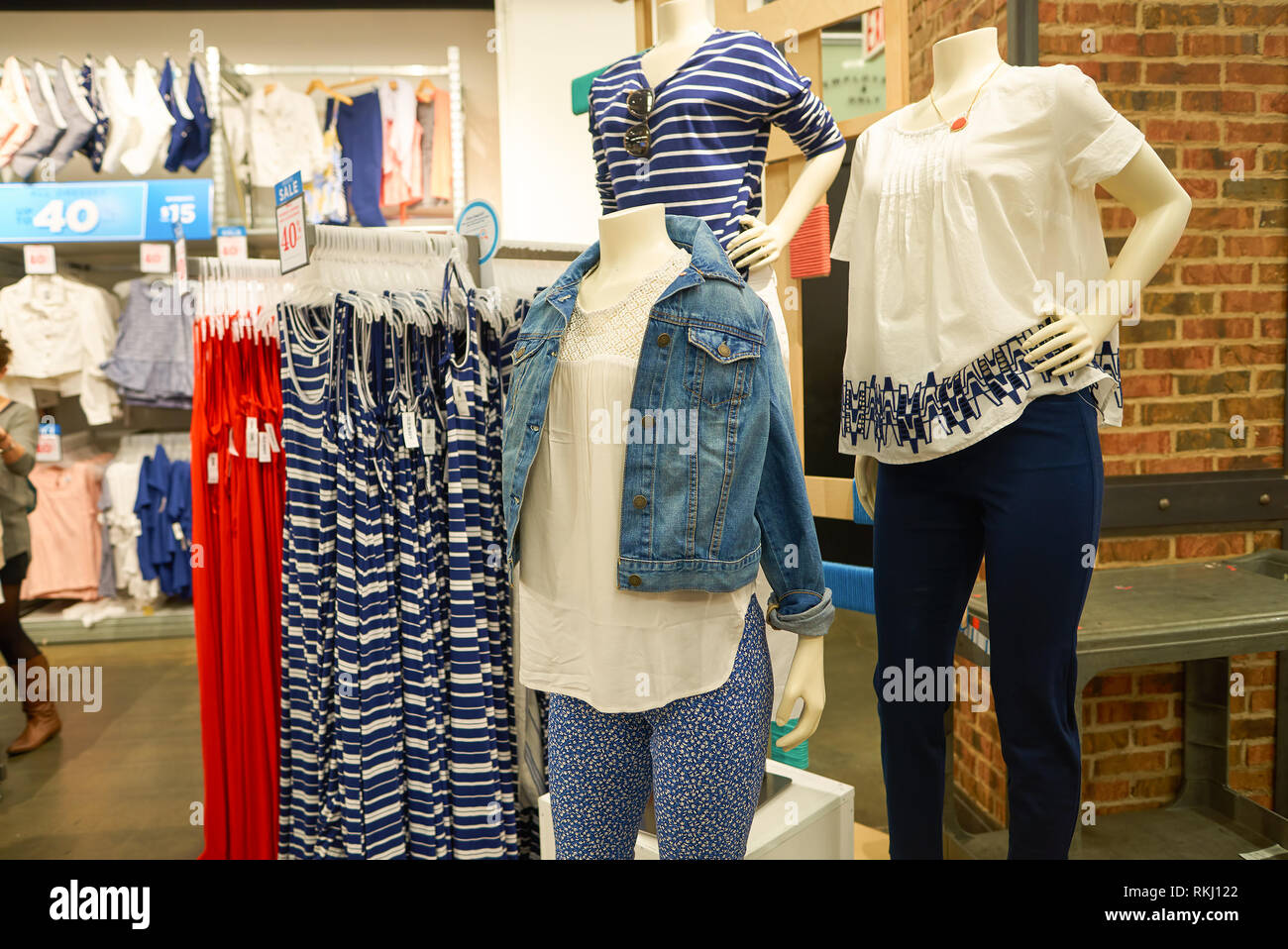NEW YORK - MARCH 18, 2016: inside of Old Navy store in New York. Old ...