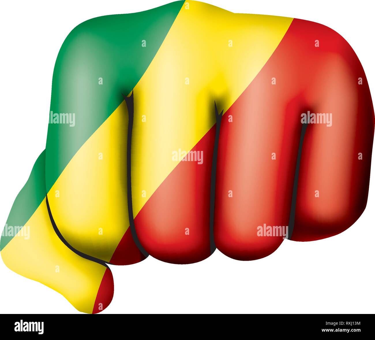 Congo flag and hand on white background. Vector illustration Stock ...