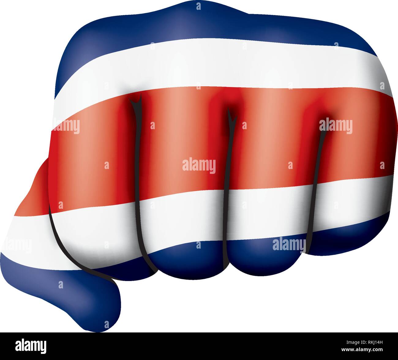 Costa Rica flag and hand on white background. Vector illustration Stock ...