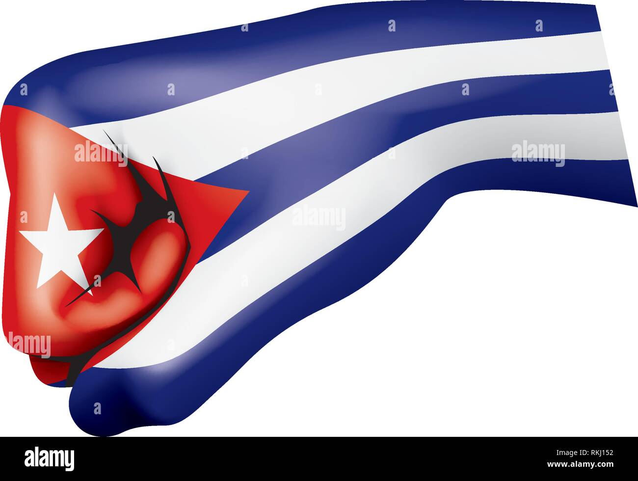 Cuba flag and hand on white background. Vector illustration Stock ...