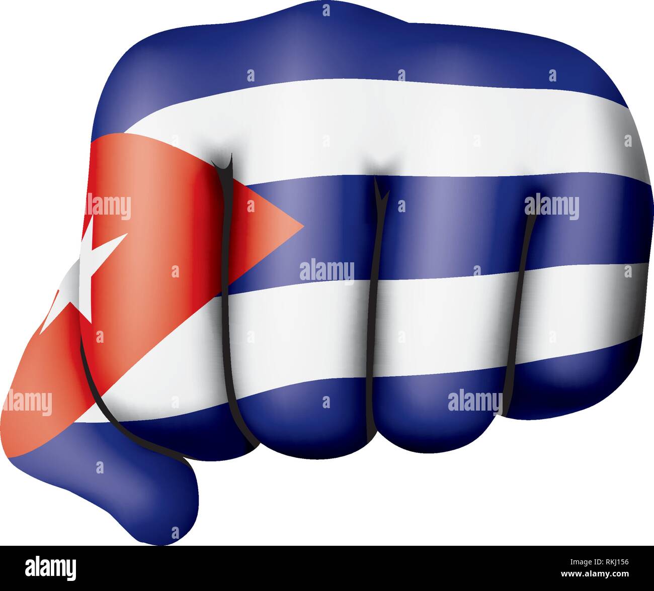 Cuba flag and hand on white background. Vector illustration Stock ...
