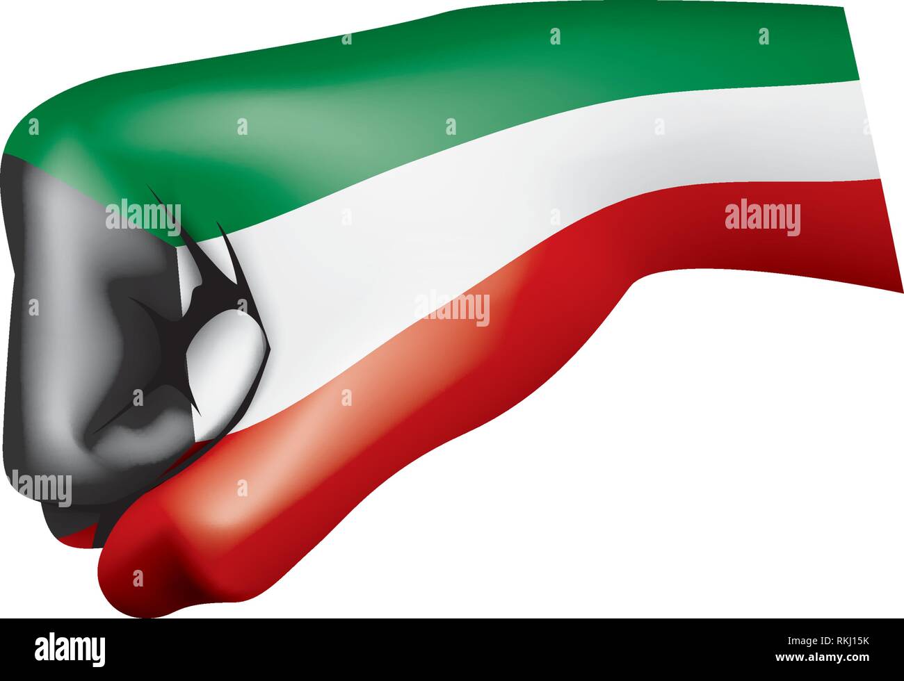 Kuwait flag and hand on white background. Vector illustration Stock ...
