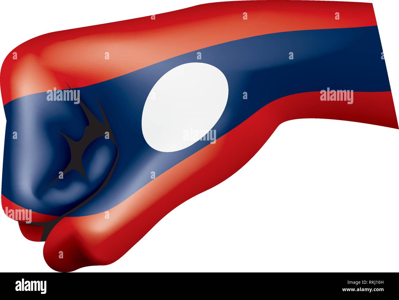 Laos flag and hand on white background. Vector illustration Stock ...