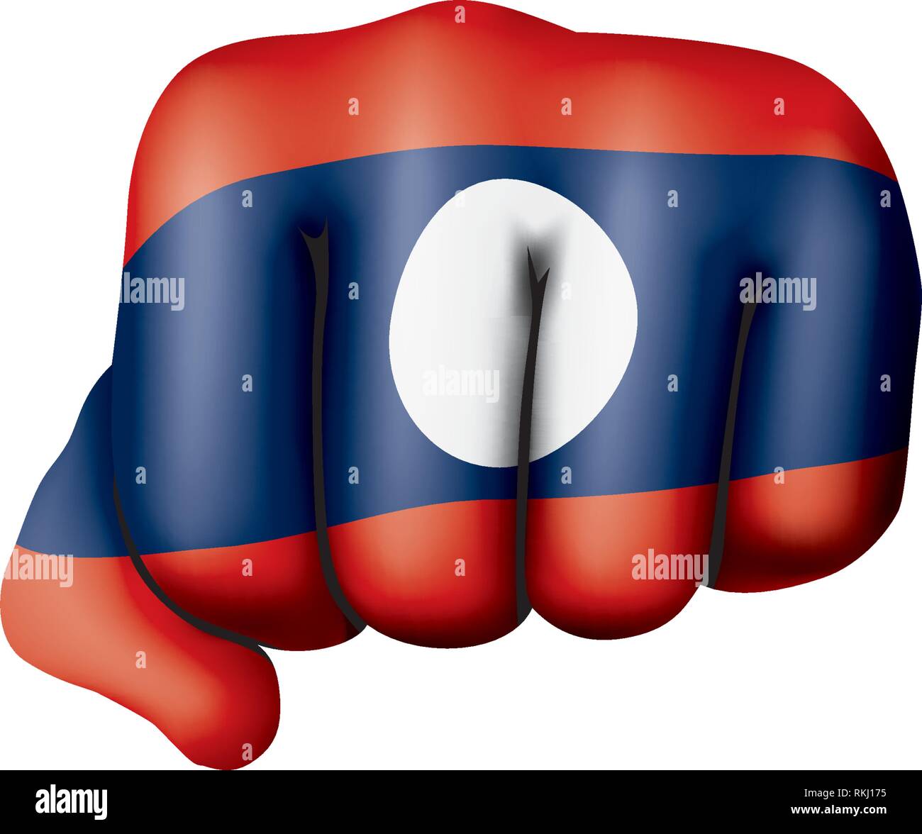 Laos flag and hand on white background. Vector illustration Stock ...