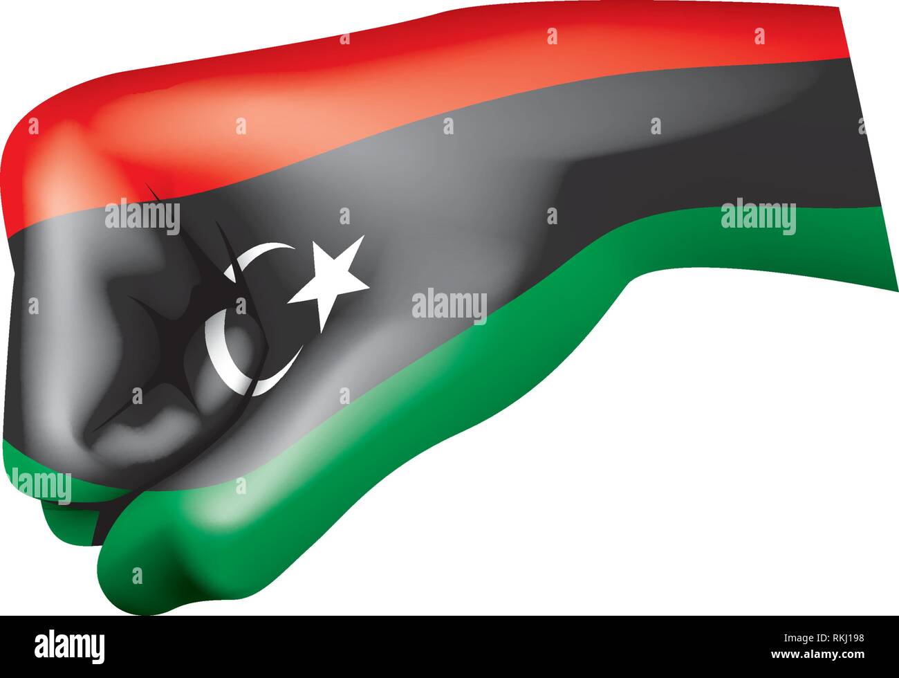 Libya flag and hand on white background. Vector illustration Stock ...