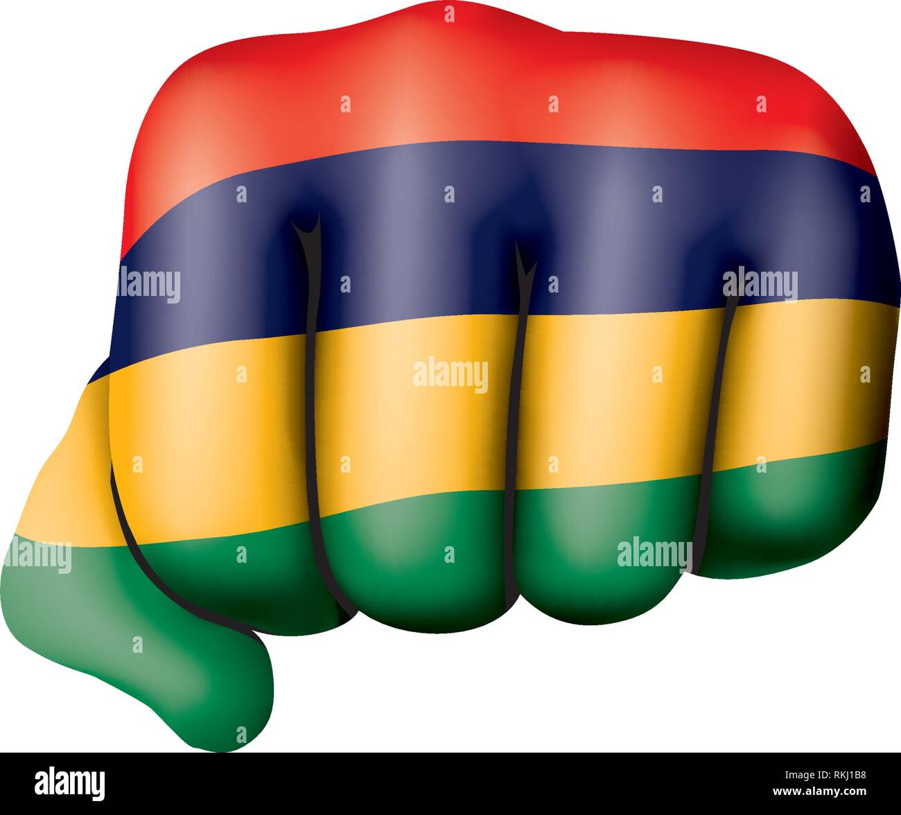 Mauritius flag and hand on white background. Vector illustration Stock ...