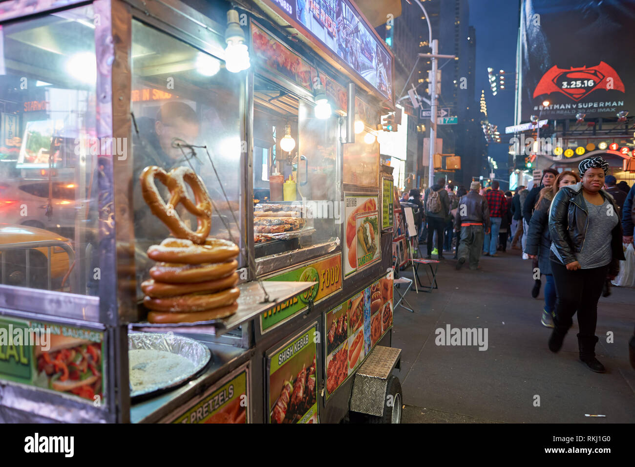 NEW YORK - CIRCA MARCH, 2016: street food cart in New York City at ...