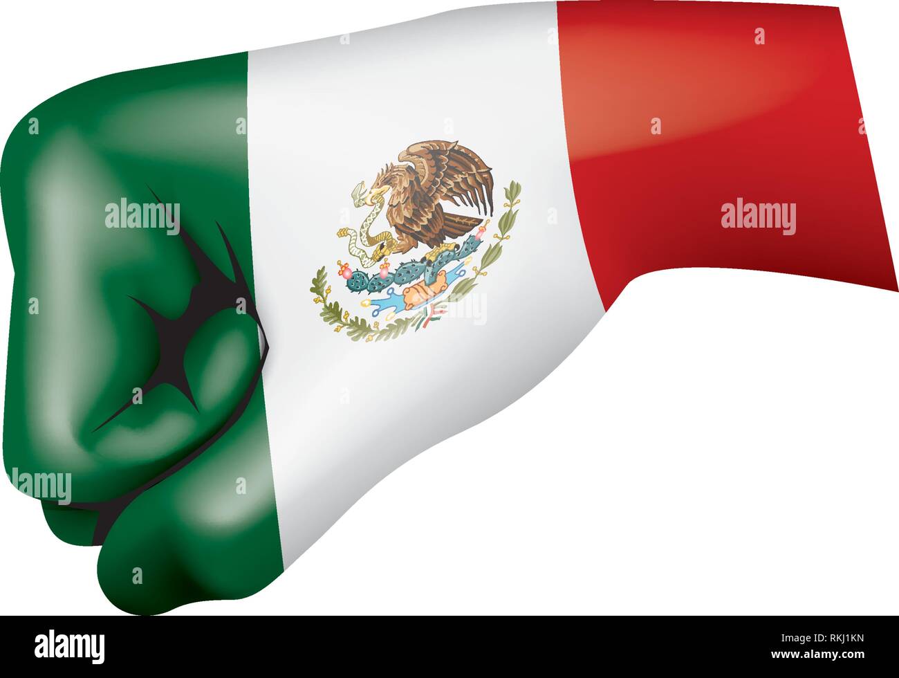 Mexican flag and hand on white background. Vector illustration Stock ...
