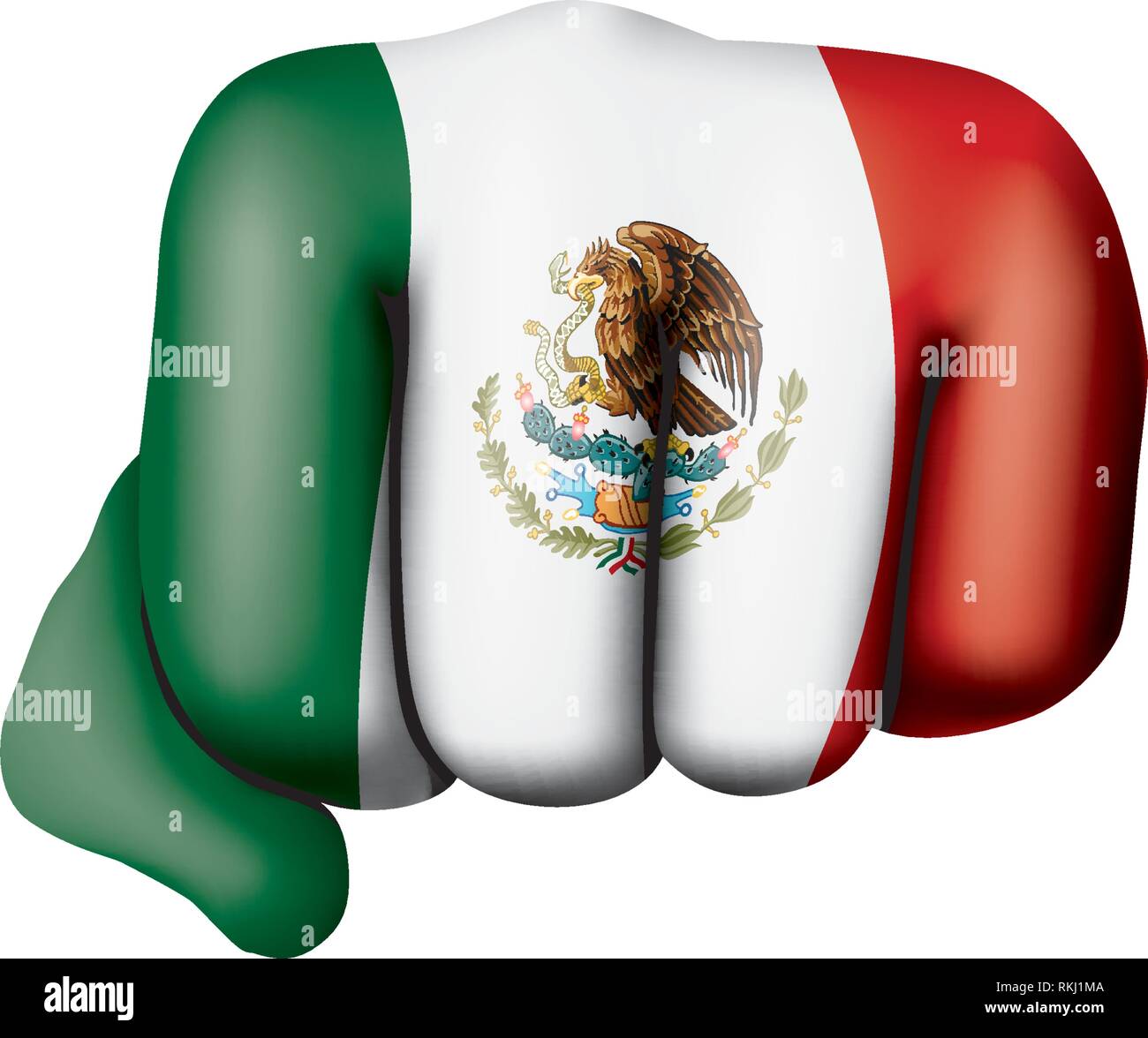 Mexican flag and hand on white background. Vector illustration Stock ...