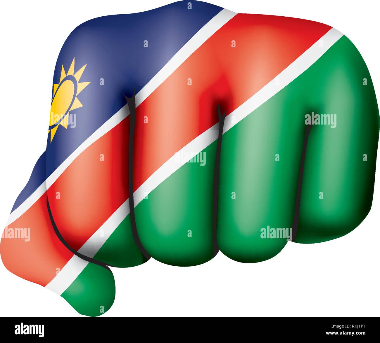 Namibia flag and hand on white background. Vector illustration Stock ...
