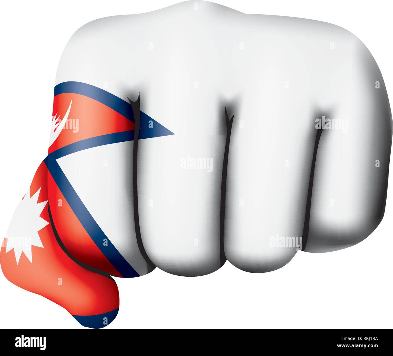 Nepal flag and hand on white background. Vector illustration Stock ...