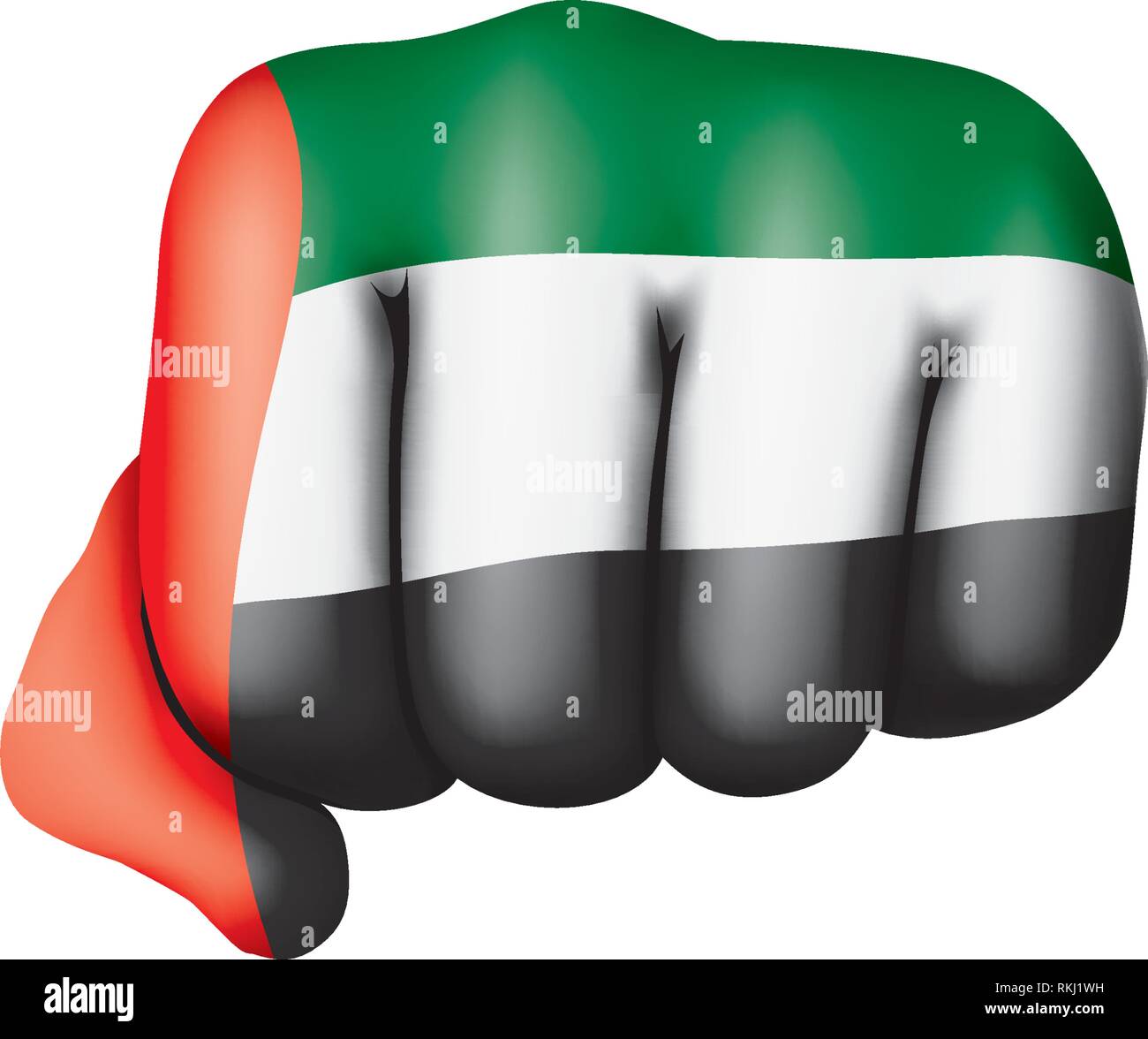 United Arab Emirates Flag And Hand On White Background Vector