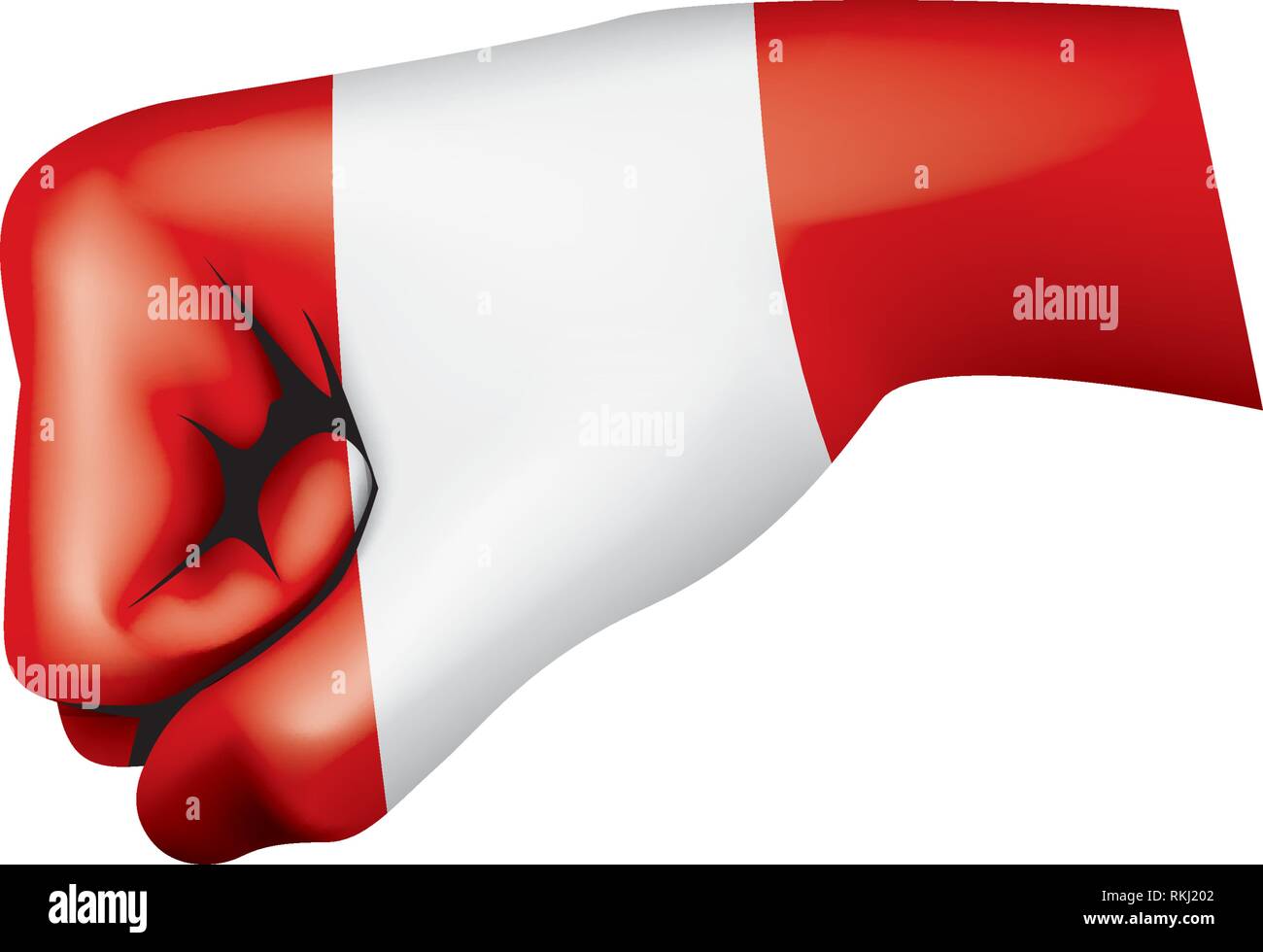 Peru flag and hand on white background. Vector illustration Stock ...