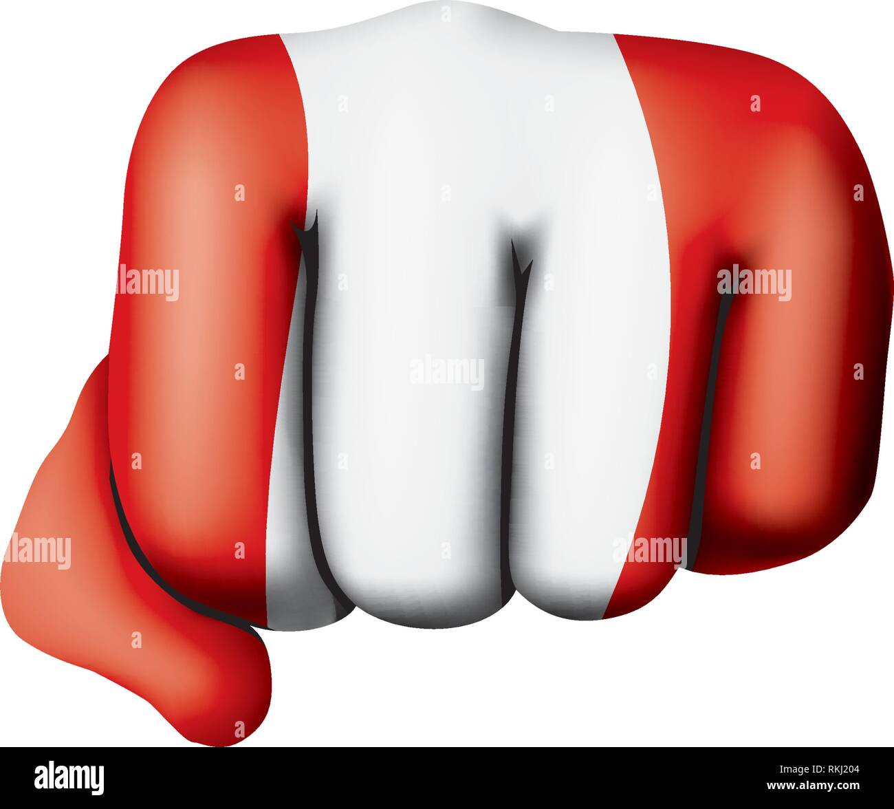 Peru flag and hand on white background. Vector illustration Stock ...