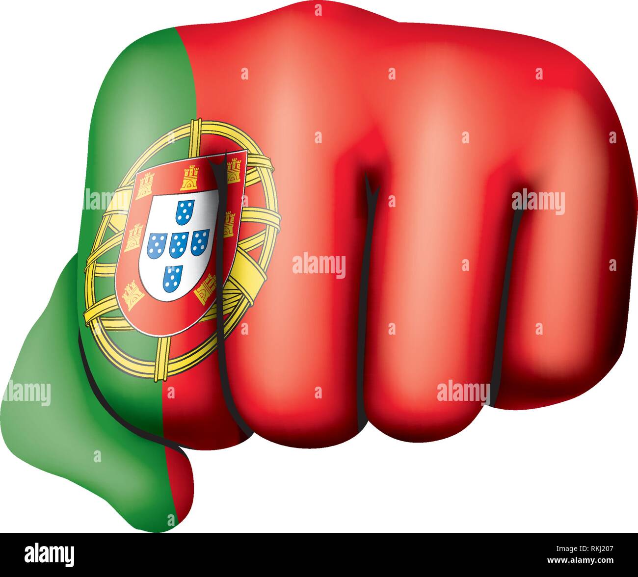 Portugal flag and hand on white background. Vector illustration Stock ...