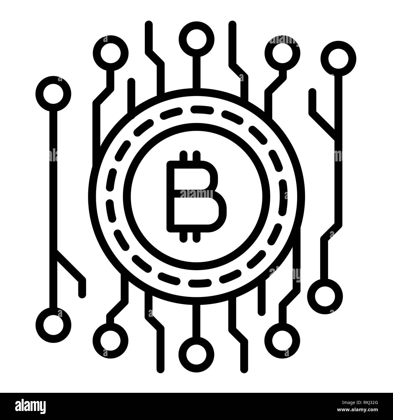Bitcoin Icon, Vector Illustration, Technology Outline Stock Photo - Alamy