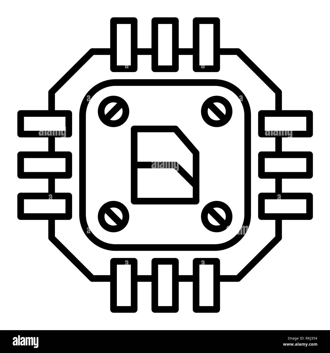 Chip Icon, Vector Illustration, Technology Outline Stock Photo - Alamy