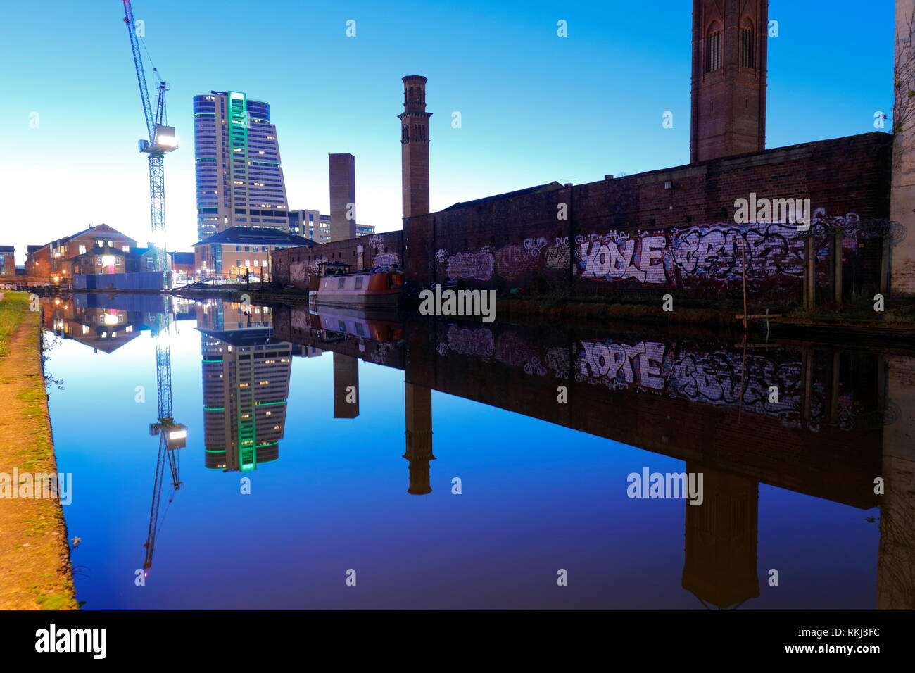 Reflections of Tower Works & Bridgewater Place in Leeds city centre ...