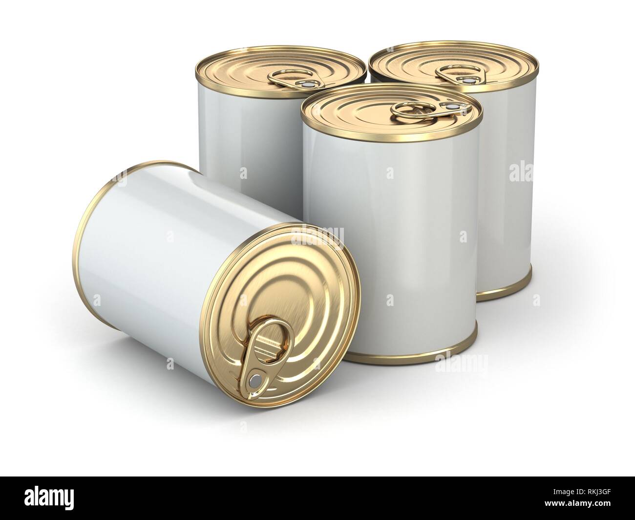 Food tin cans on white isolated background. 3d Stock Photo - Alamy
