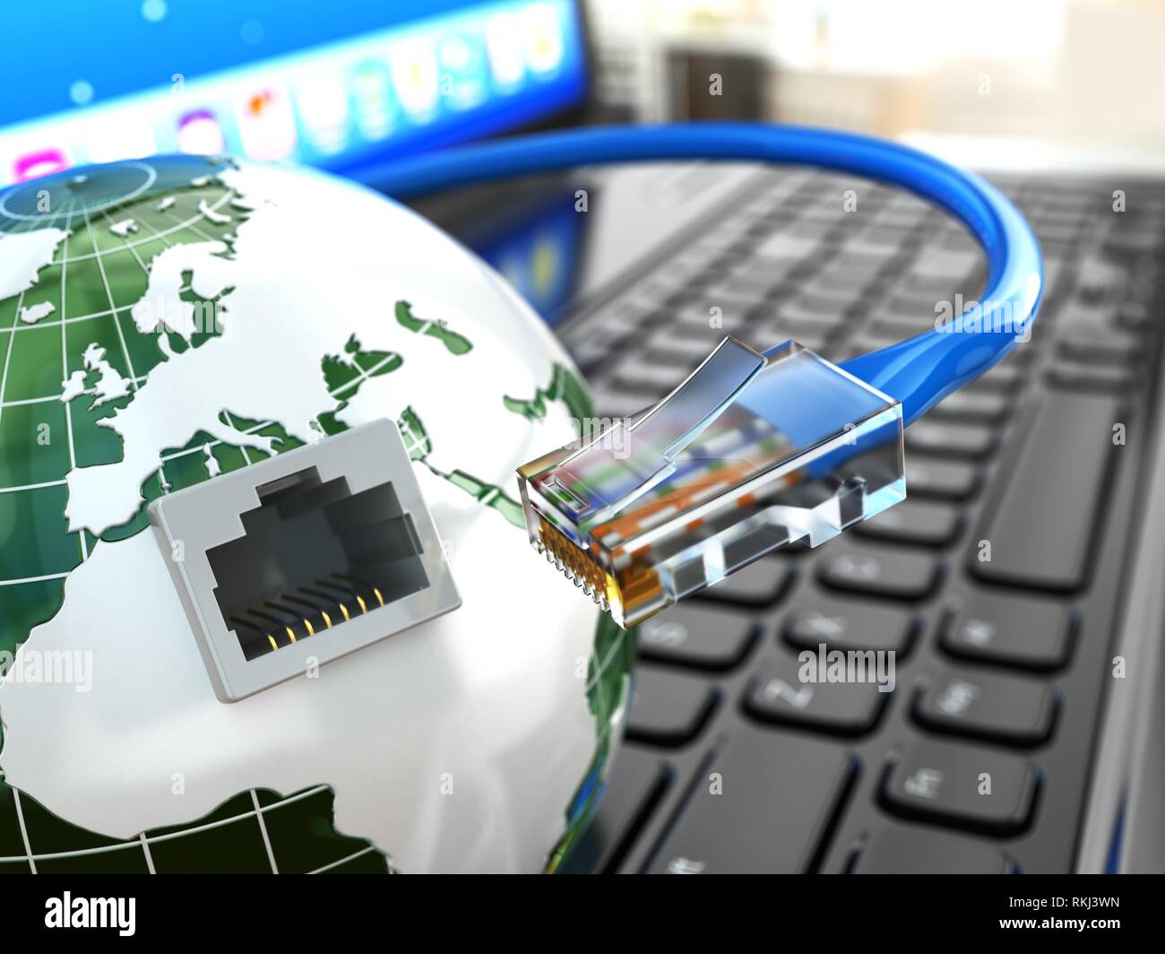Ethernet cable computer globe hi-res stock photography and images - Alamy