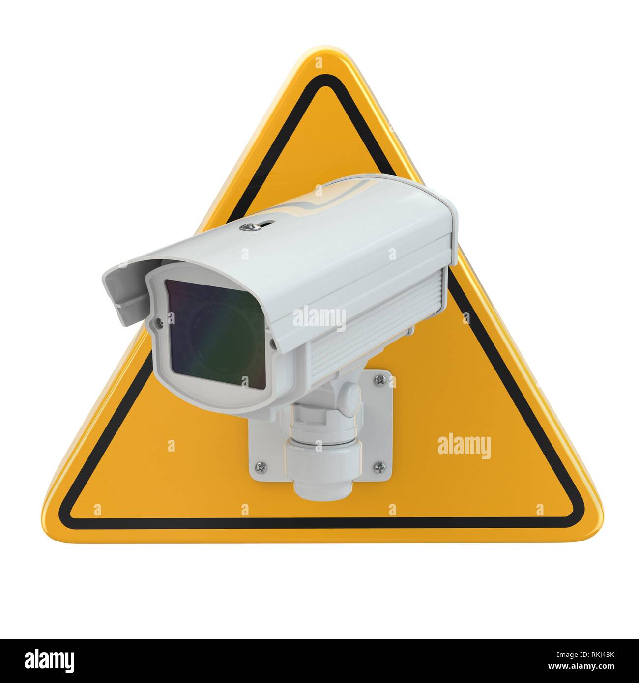 Black and yellow surveillance sign Cut Out Stock Images & Pictures - Alamy