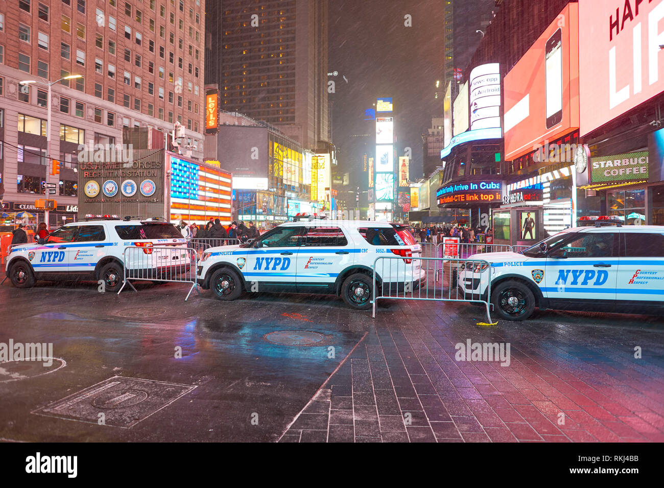 NEW YORK - CIRCA MARCH, 2016: NYPD cars in Manhattan at night. The New ...