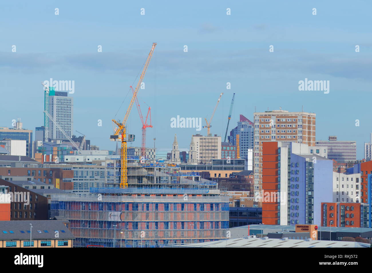 Ongoing construction projects can be seen on Leeds skyline Stock Photo ...