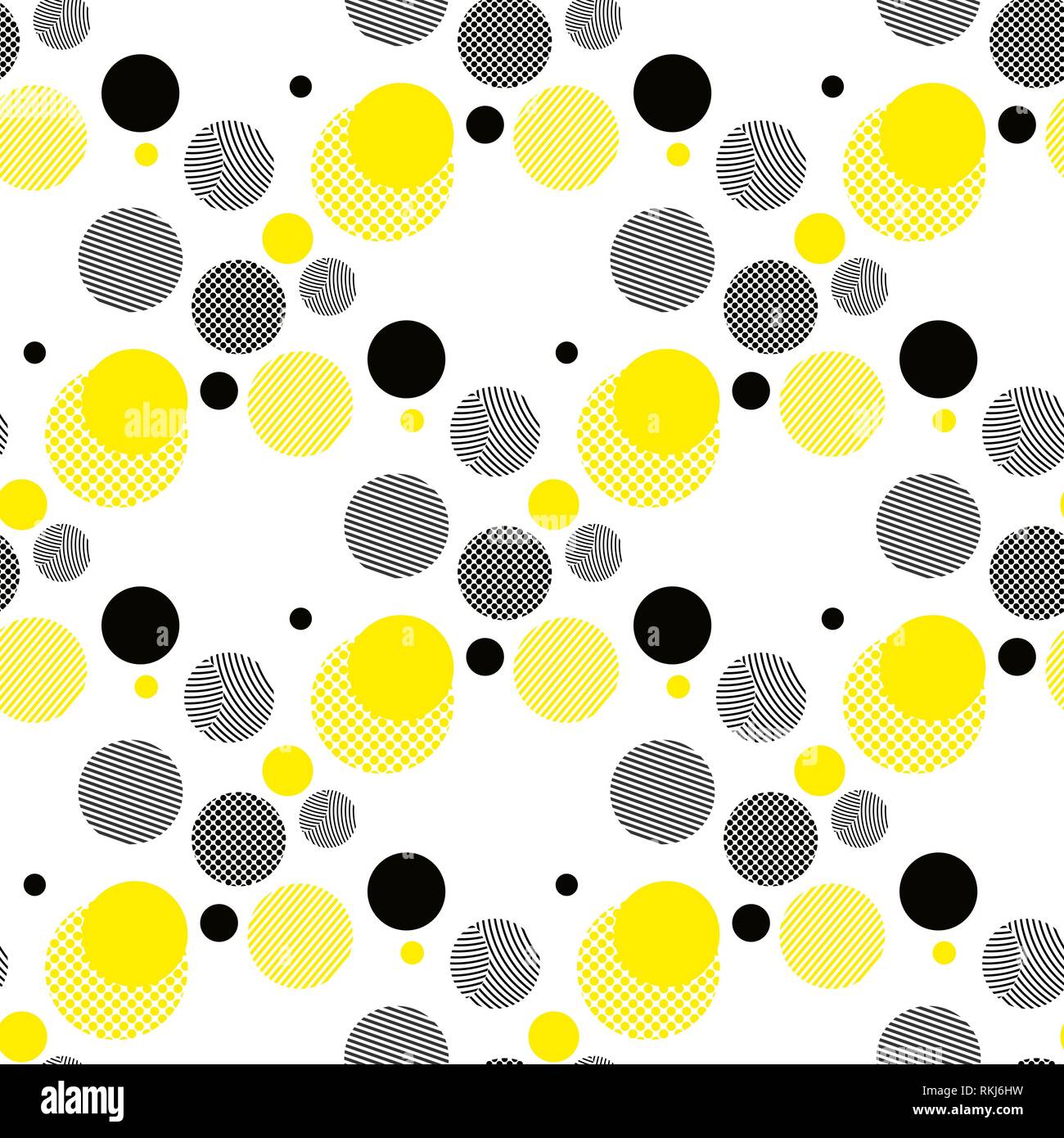 Vector Geometric Seamless Pattern Universal Repeating Abstract Circles Figure In Black White