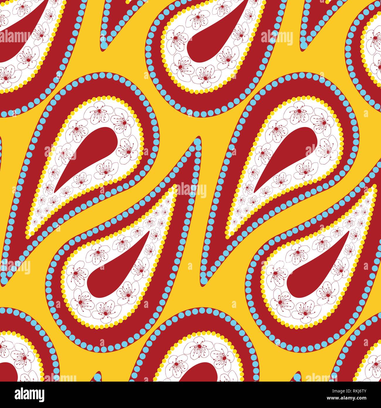 Ornamental vector pattern illustration with floral elements in gold ...