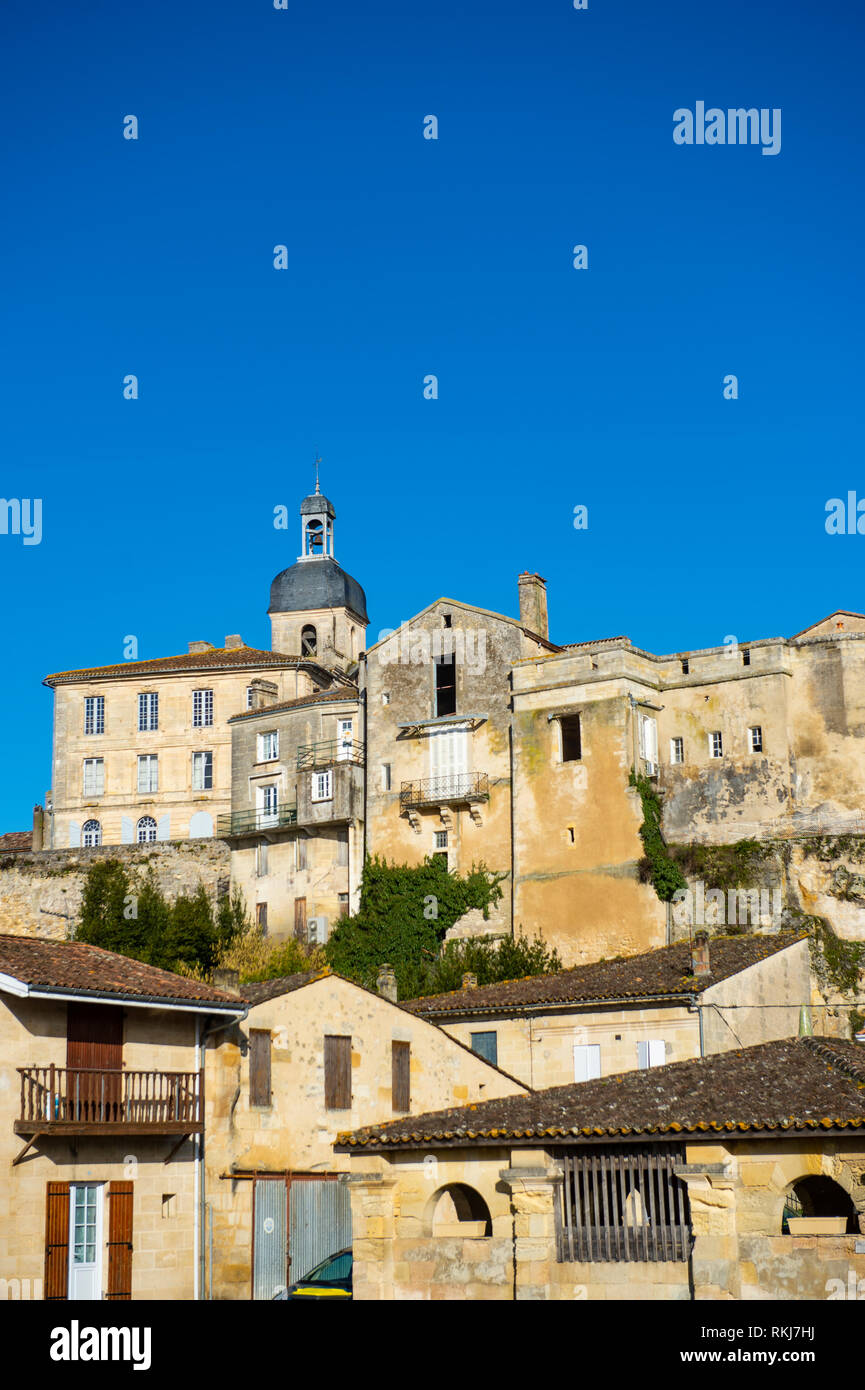 Aerial view, Bourg sur Gironde, site in Gironde, Aquitaine, France ...