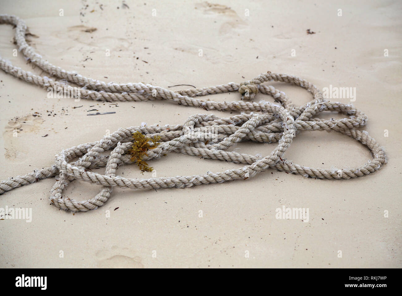 The rope lies on the sand Stock Photo - Alamy