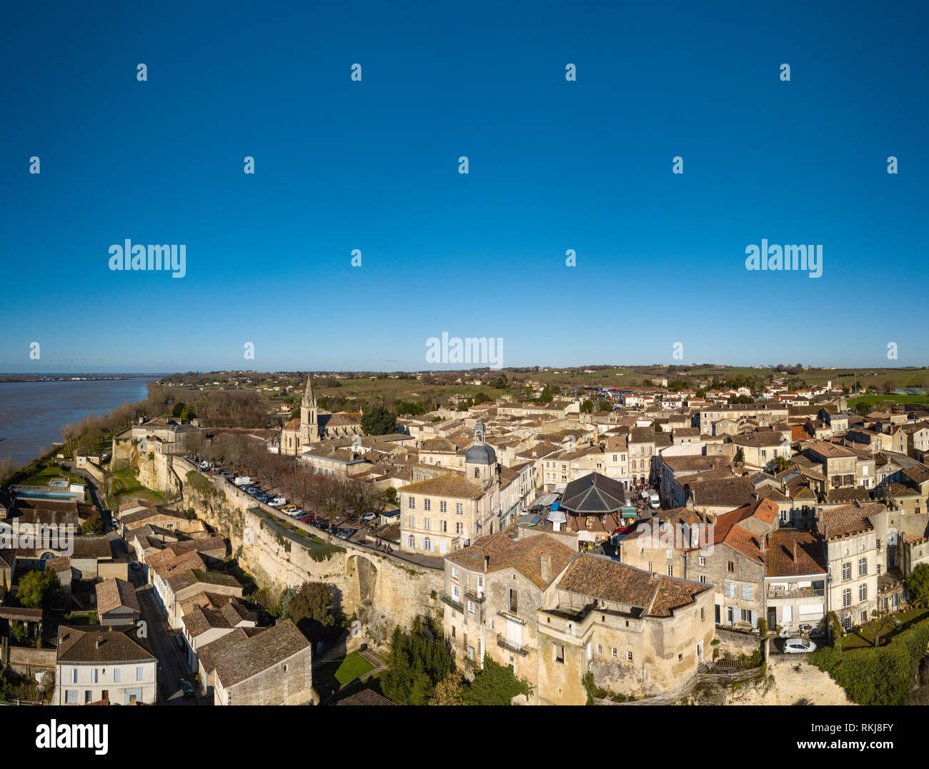 Aerial view, Bourg sur Gironde, site in Gironde, Aquitaine, France ...
