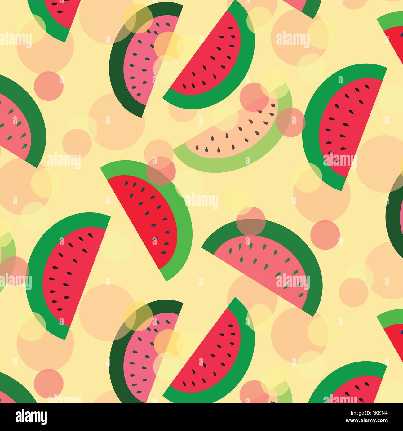 Watermelon vector pattern illustration green, red, pink and yellow ...