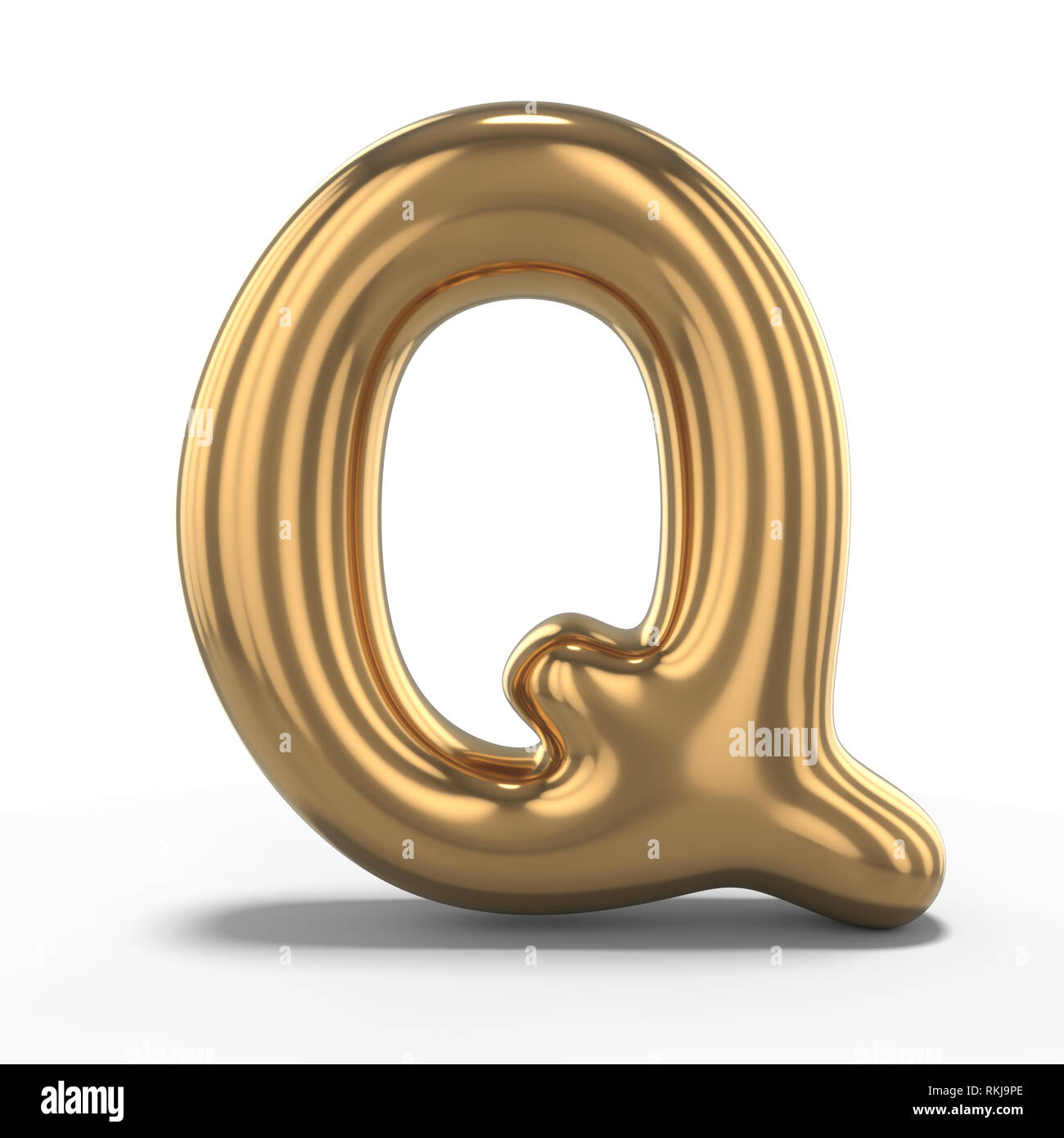 Letter Q made of inflatable balloon isolated on white background. 3D ...