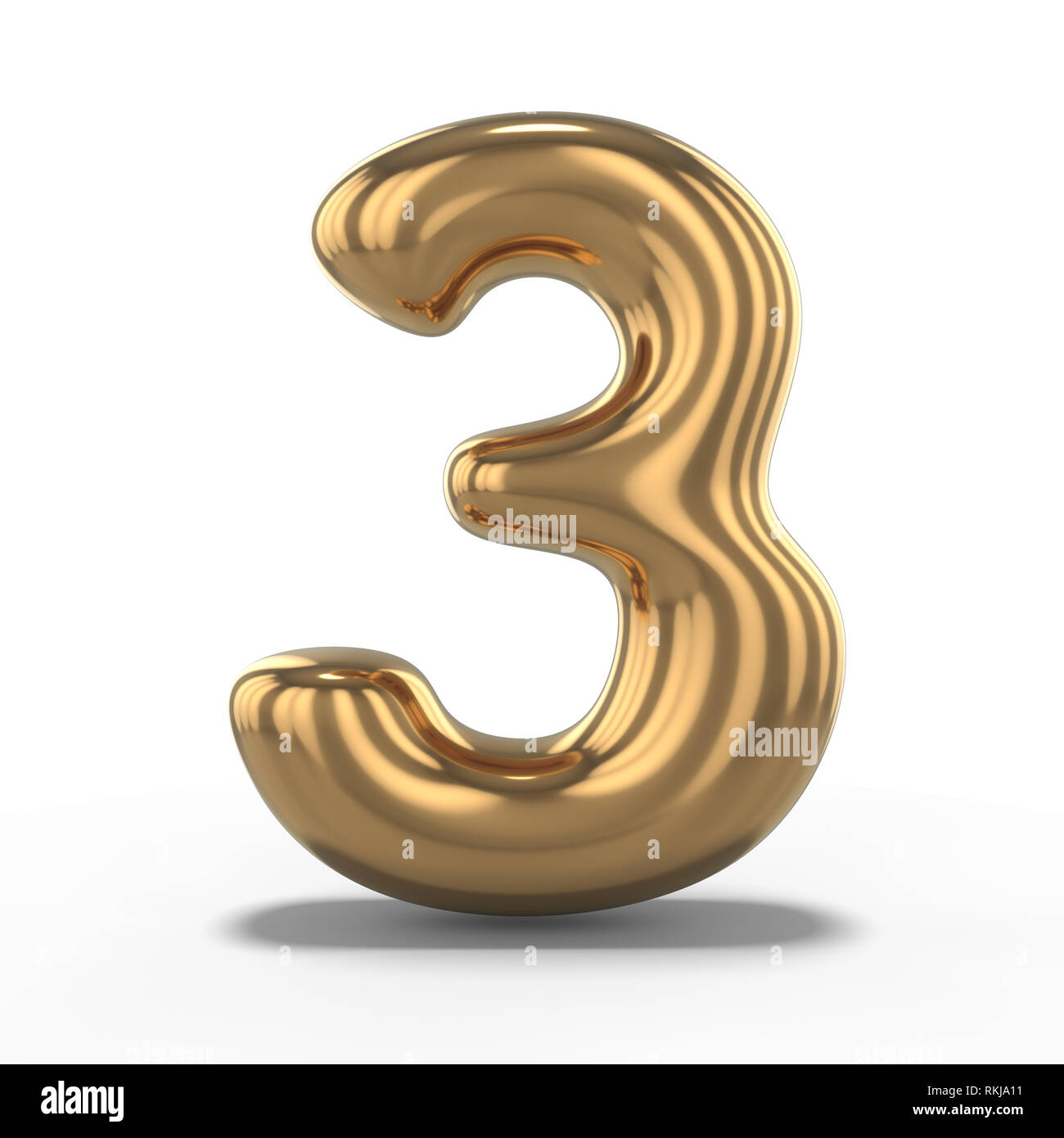 Number three made of inflatable balloon isolated on white background ...