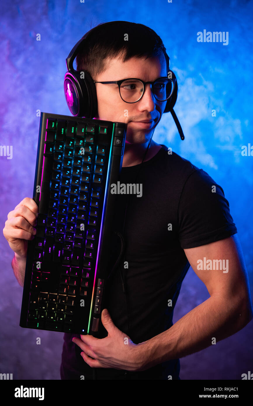 Technology, cyberspace, programming and people concept - hacker man in ...