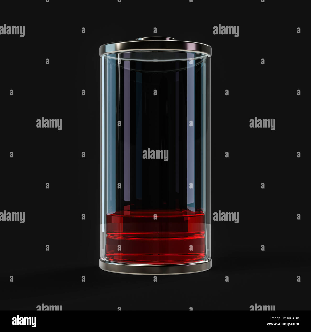 Battery icon with red charge indicator. 3D rendering Stock Photo - Alamy