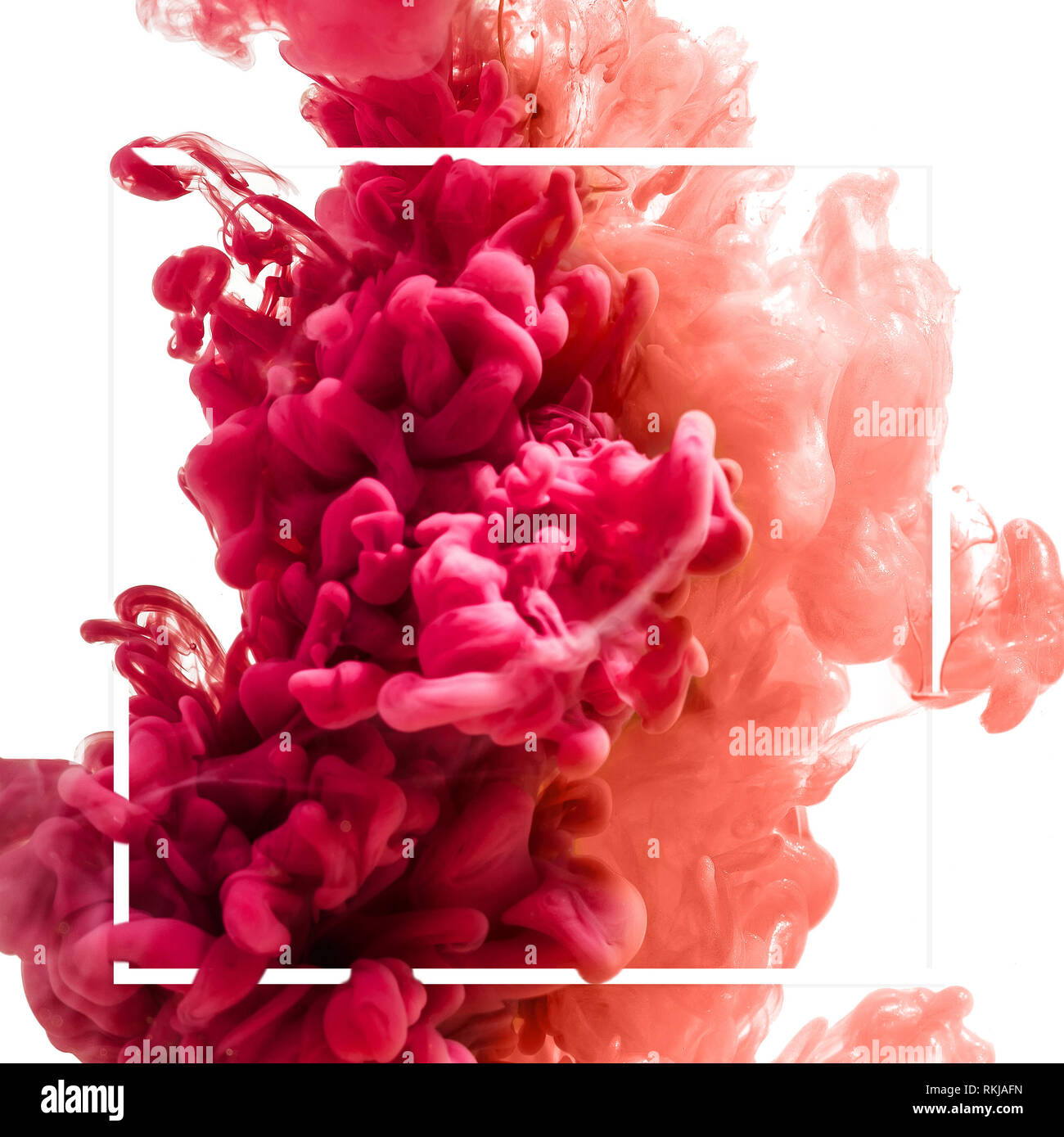 colorful ink isolated on a white background. coral yellow drop swirling ...