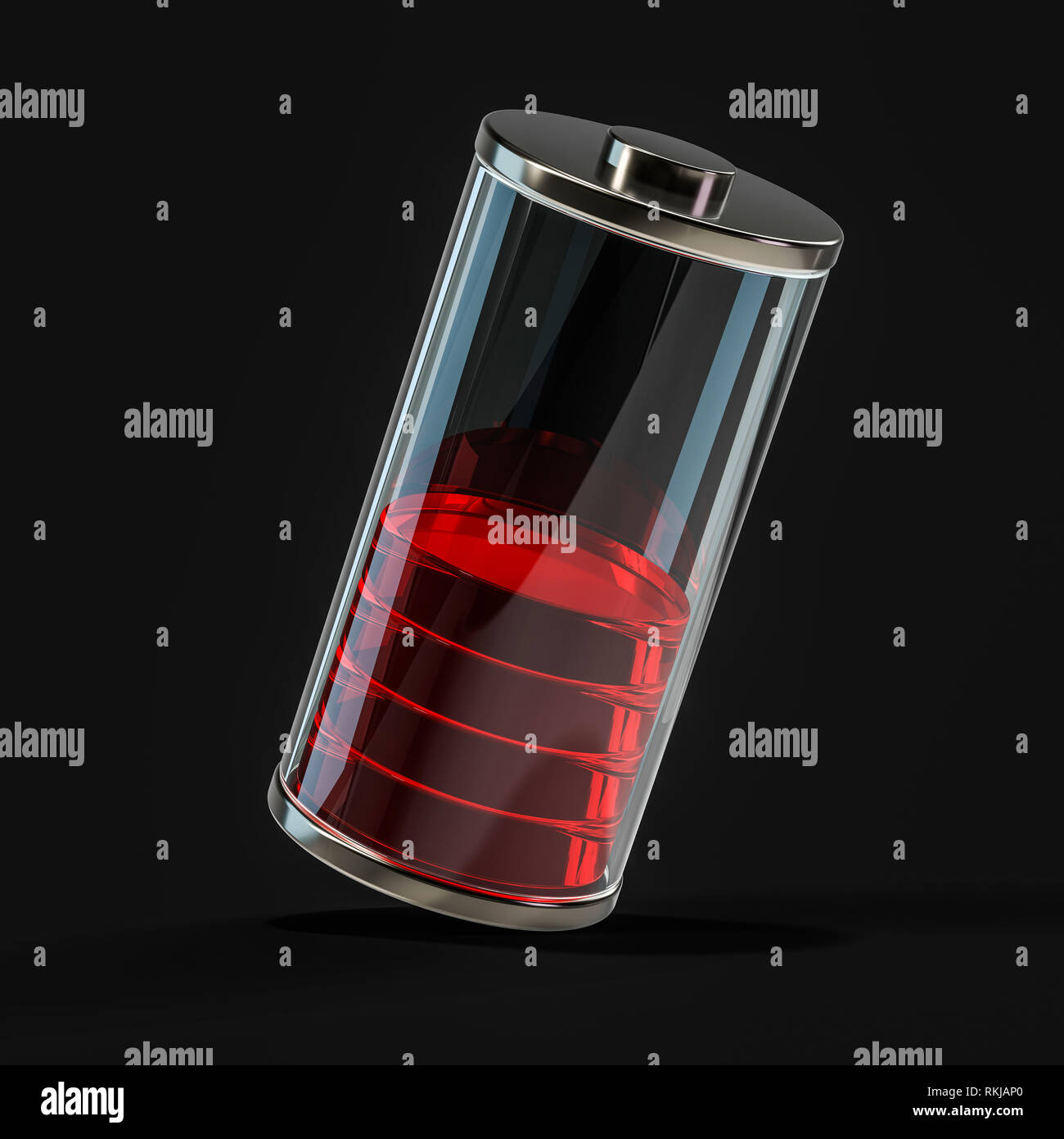 Battery icon with red charge indicator. 3D rendering Stock Photo - Alamy
