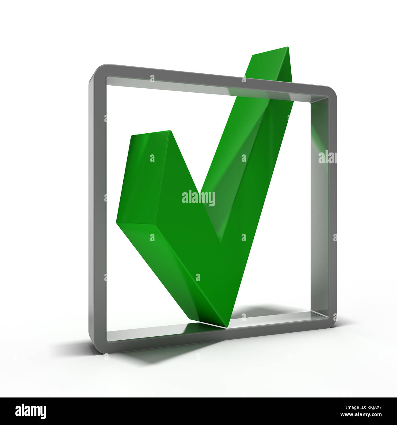 Green check mark icon. Point. 3D rendering Stock Photo - Alamy