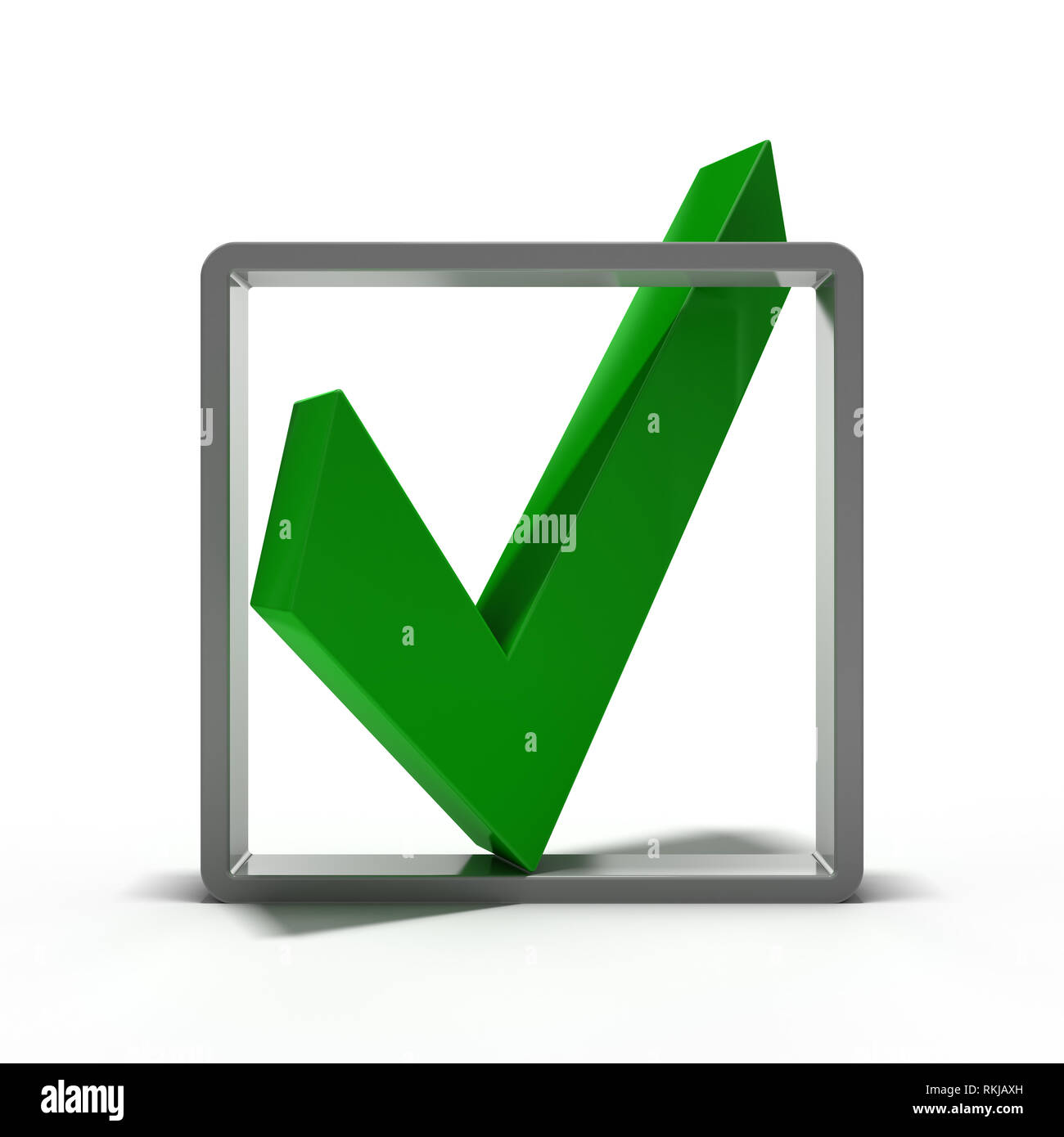 Green check mark icon. Point. 3D rendering Stock Photo - Alamy